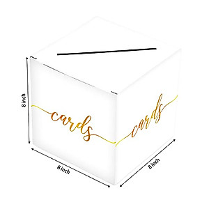 Receiving Card Box – 8”8”8” Gift Or Money Box Holder for Wedding,Baby or Bridal Shower,Birthday, Graduation,Engagement, Party Favor, Decorations, 1 Set(hezi-B019)
