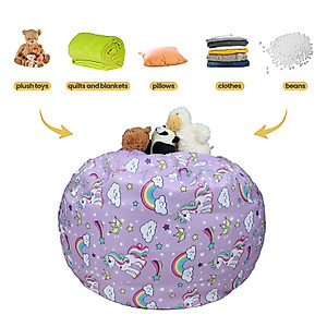 Bean Bag Chair for Kids 32'' Stuffed Animal Storage Beanbag Chairs,Toddler Toy Storage Organizer for Girls and Boys,Cover(No Filling) Only