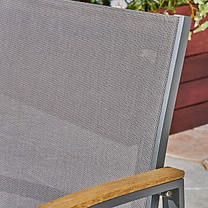 Christopher Knight Home 305235 Aubrey Outdoor Mesh Dining Chairs with Aluminum Frame (Set of 2), Gray