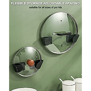 Tendiren Pot Lid Organizer, 6 Pairs of Adjustable Wall Mount Pot Lid Holder Cabinet Door, Pot and Pan Hangers for Kitchen Wall Mount, Cabinet Door Lid Organizer, Save More Space