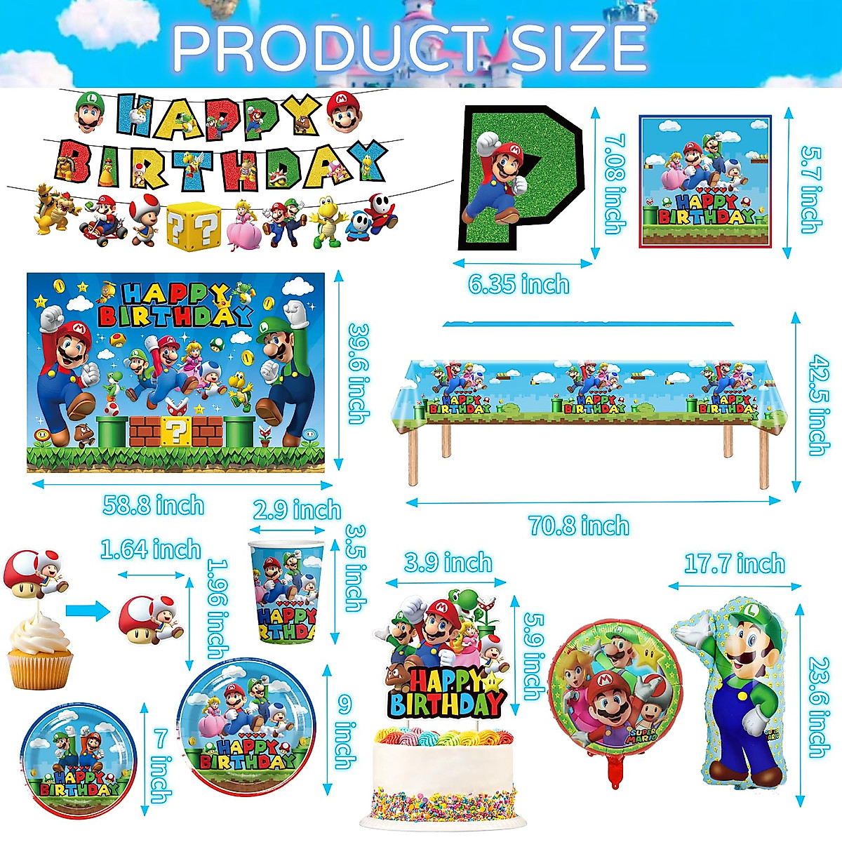 Cartoon Birthday Party Supplies Decorations Cartoon Game Backdrop Banner Cake Topper Balloons Cartoon Party Table Cloth Plates Cups etc Cartoon Game Birthday Party Supplies