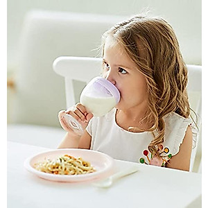 Mokde Mondge Wine Glass Sippy Cup Plastic Goblet Cup Beverage Mug Milk Bottle with Lid for Baby Kids Birthday Party Christmas Celebration New Year Celebrating (White)