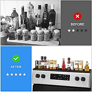 KACIOPOO 30" Magnetic Shelf for Kitchen Stove, Metal Stove Top Shelf Over the Stove, Magnetic Spice Rack Organizer Over Stove Kitchen Organizer(2 Pack 15", Black)