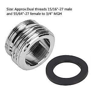 Kitchen Skin Aerator Faucet Adapter, Faucet Garden Hose Adapter Valve, Chrome Plated Brass Male Female Faucet Adapter to Connect Garden Hose, Dual Threads Faucet Aerators with Gasket