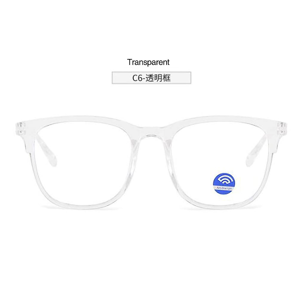 Weloveushop Large Frame Anti-Blue Light Glasses Transparent Watch Mobile Phone Computer Goggles Flat Mirror (Transparent Frame)