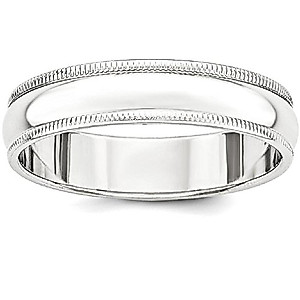IceCarats 925 Sterling Silver 5mm Half Round Milgrain Plain Classic Wedding Band Ring Size 9.00
