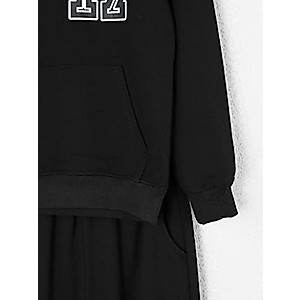 Loodgao Kids Boys Girls 2 Piece Hoodie Tracksuit Pocket Sweatshirt and Sweatpants Jogger Sets Sportswear Black 7-8