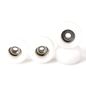 Teak Tuning CNC Polyurethane Fingerboard Bearing Wheels, White - Set of 4 Wheels - Durable Material with a Hard Durometer