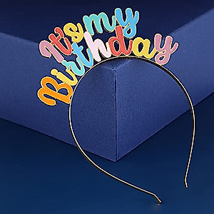 DOINIDAMI Birthday Crown for Girl, Multicolour Colorful Headbands for Women,Gold Double Tiara Princess Queen Party Gifts Decorations Supplies,16,18,21,30,40,50 or Any Other Birthday Party