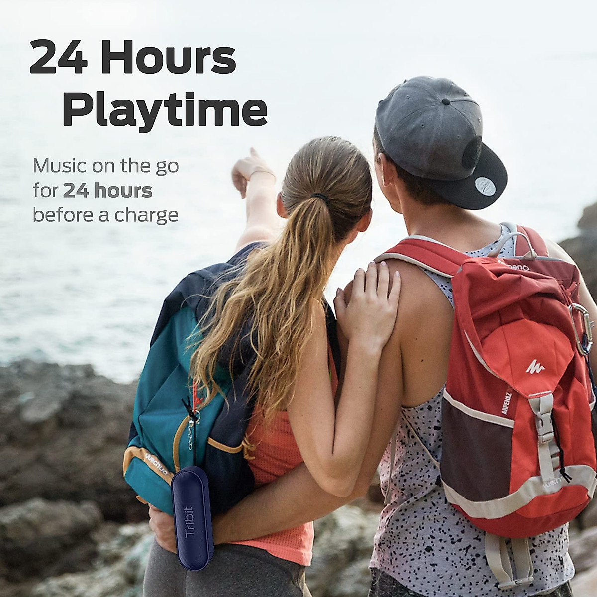 Tribit XSound Go Bluetooth Speaker with 16W Loud Sound & Rich Bass, 24H Playtime, IPX7 Waterproof, Wireless Stereo Pairing, USB-C, Portable Wireless Speaker for Home, Outdoors, Travel (Blue)