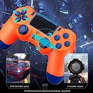 YU33 2 Pack Controllers for PS4 Controller with Charging Station, Remote Work with Playstation 4 Controller with Fast Charging Dock for PS4/PS5, Game Control for PS4 Orange&Purple&Charger