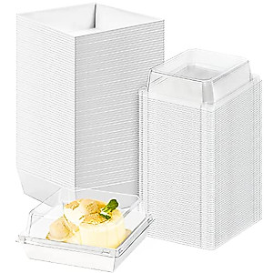 Cmkura 50 Pack 5" White Square Disposable Paper Charcuterie Boxes Food Containers Bakery Boxes for Cake, Cookies, Sandwich