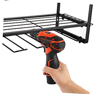 Hohopeti Drill Holder Storage Shelves Screwdriver Multifunctional Storage Rack Tool Room Supplies Garage Shelving Tools Shelves Tool Organizer and Storage Garage Tool Organizer Carbon Steel