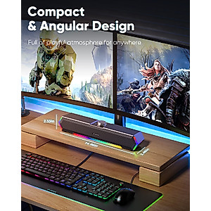 LENRUE G11 Computer Speakers for Desktop, Touch Lights PC Speakers with Surge Clear Sound, USB C/USB Powered for Computer Desktop PC Laptop Monitor