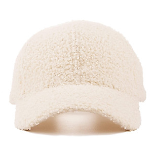 Faux-Lamb-Wool Baseball-Caps Warm-Winter Teddy-Fleece Hip-Hop Cap for Men Women Outdoor Travel Beige