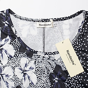 Nandashe 3/4 Sleeve Shirts for Shorts Black Polka Dot Hippie Three-quarter Sleeve Spandex Cool Flattering Dressing Tunic Pullover Blouses Home Wear White x-large