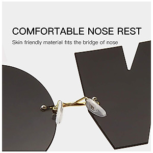 ENTHYI Letter NO Party Rimless Irregular Design Sunglasses For Men/Women UV400 Streetwear Eyewears (black)