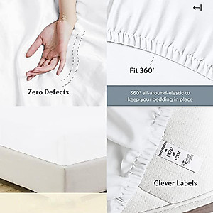 Silentnight Split Queen Sheets for Adjustable Beds 5-Piece Split Queen Sheet Set, 800 Thread Count 100% Egyptian Cotton,12" Deep Pocket Adjustable Bed Sheets, White Solid