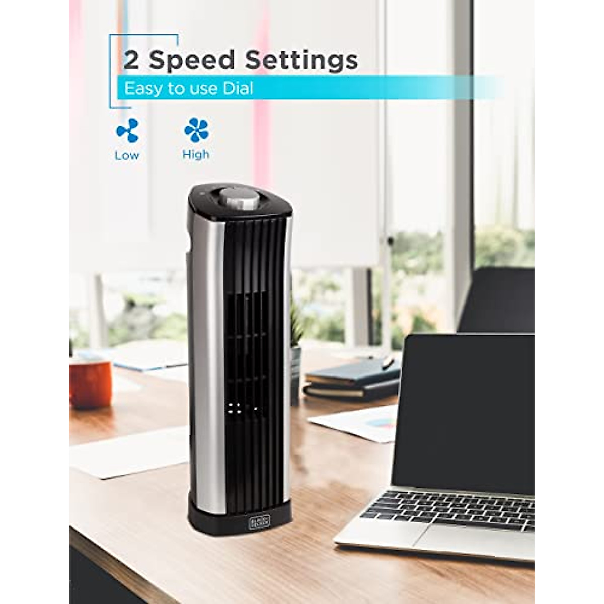 BLACK+DECKER Mini Tower Fan - Quiet Oscillating Stand up 14 Inch Desk Fans