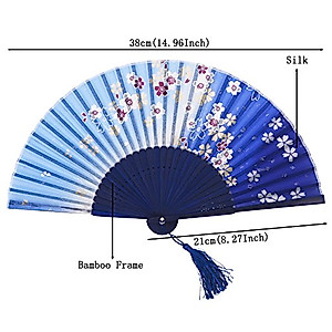 Amajiji® Charming Elegant Modern Woman Handmade Bamboo Silk 8.27" (21cm) Folding Pocket Purse Hand Fan (CZT-08)