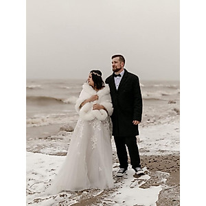 BEAUTELICATE Women's Faux Fur Shawl Wrap Stoles for Bridal Wedding Dresses