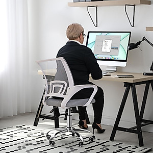 Nazhura Mesh Office Desk Chair with Adjustable Height and Swivel, Mid-Back with Armrests and Lumber Support(Mid-Height, Grey)