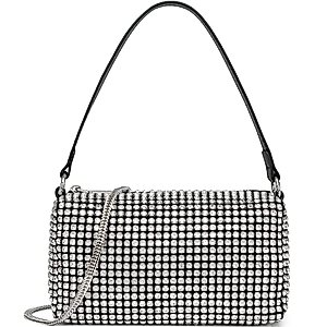 Rhinestone Bling Bag Purse Sliver Clutch Sparkly Crossbody Bags for Women Crystal Glitter Handbag for Party Prom Wedding