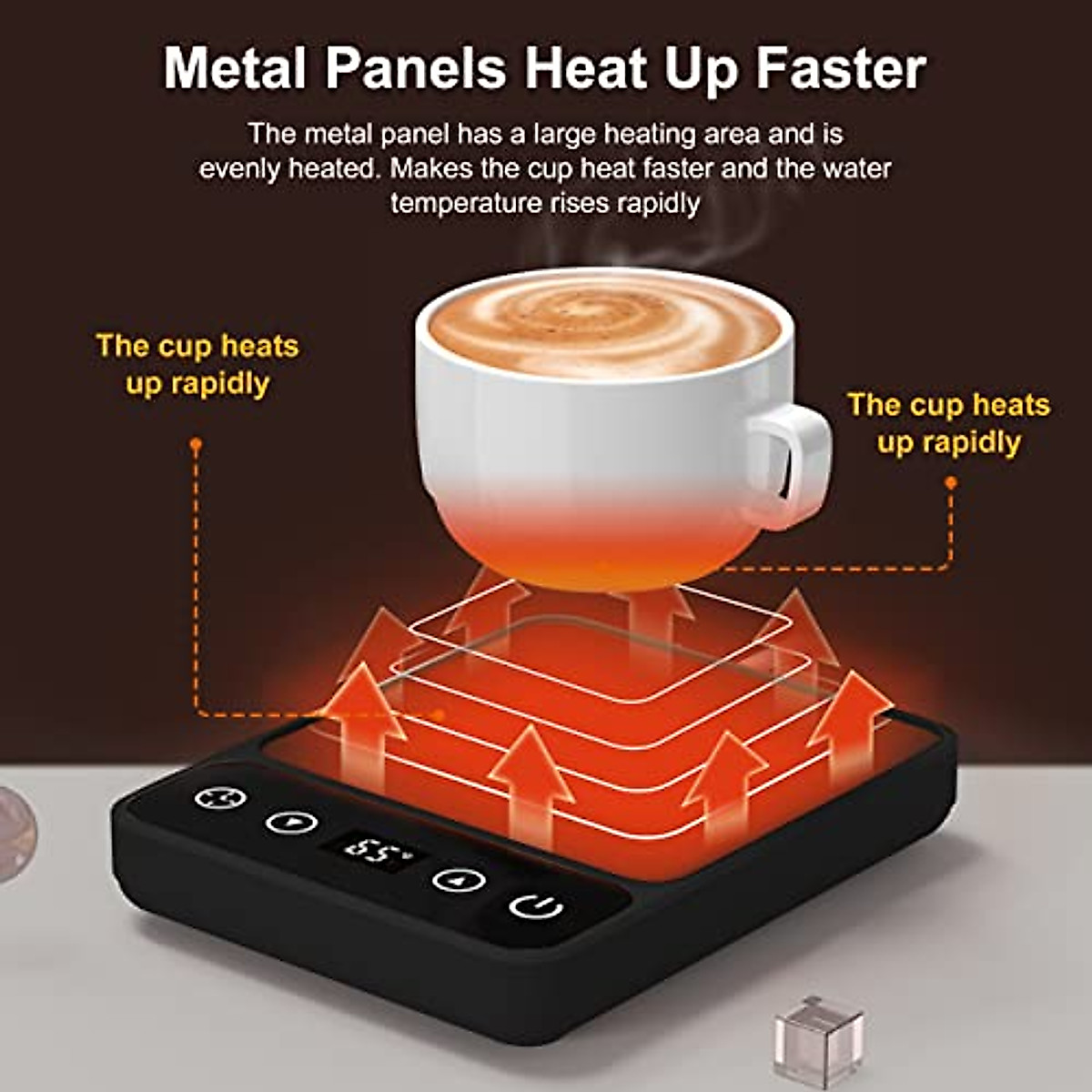 Novamer Mug Warmer, 130°F-180°F Coffee Warmer for Desk with 6-Speed Temp Adjust, Smart Coffee Cup Warmer with Timing and Auto Shut Off, Electric Candle Warmer Plate for Milk, Tea, Cocoa, Water