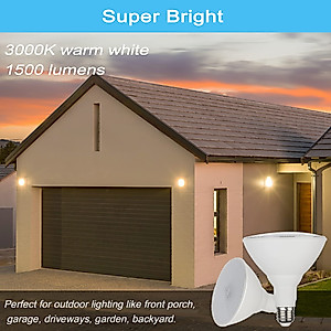 Motion Sensor Flood Light Bulb Outdoor, 15W (100-Watt Equivalent) E26 PAR38 LED Bulb with Radar Detector and Dusk to Dawn Sensor, 1500lm Motion Activated Security Light Bulbs, 3000K Warm White, 2 Pack