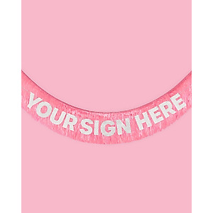 xo, Fetti Pink Iridescent Fringe Banner - 5 Ft. | Bachelorette Party Decorations, Birthday Party Decor, 21st Bday Decor, HBD, Photo Booth Banner Backdrop