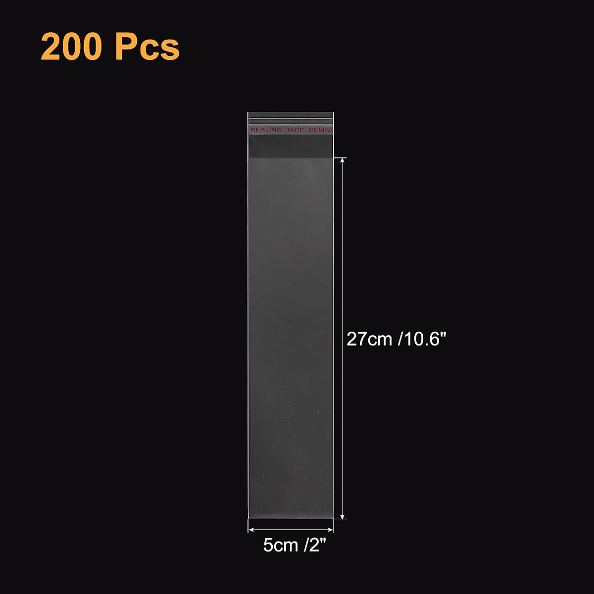 uxcell 200Pcs Clear Cello Bags, 2" x 10.6" Plastic Self Sealing OPP Cello Treat Bags Cello Poly Bags for Packing Cookies Candy Jewelry Gifts, Clear