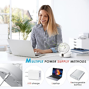Folding Fan for Bedroom with Reomte, Folding Desk Fan with HD Digital Display, Oscillating Fan with Night Light, Portable Wall Mount Fan 3 Speeds, Quiet Office Fan 120° Rotate USB Rechargeable