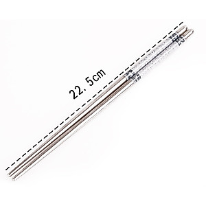 UUAT Patterns Stainless Steel Dinner Chopsticks, Blue and White Porcelain, 5 Pairs