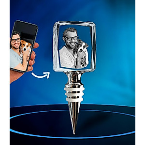 ArtPix 3D Crystal Photo Wine Stopper, Customized Day Gifts for Women, Men, Wife, Husband, Mom, Great Personalized Gifts With Your Own Photo, 3D Photo Crystal Rectangle, Custom 3D Picture