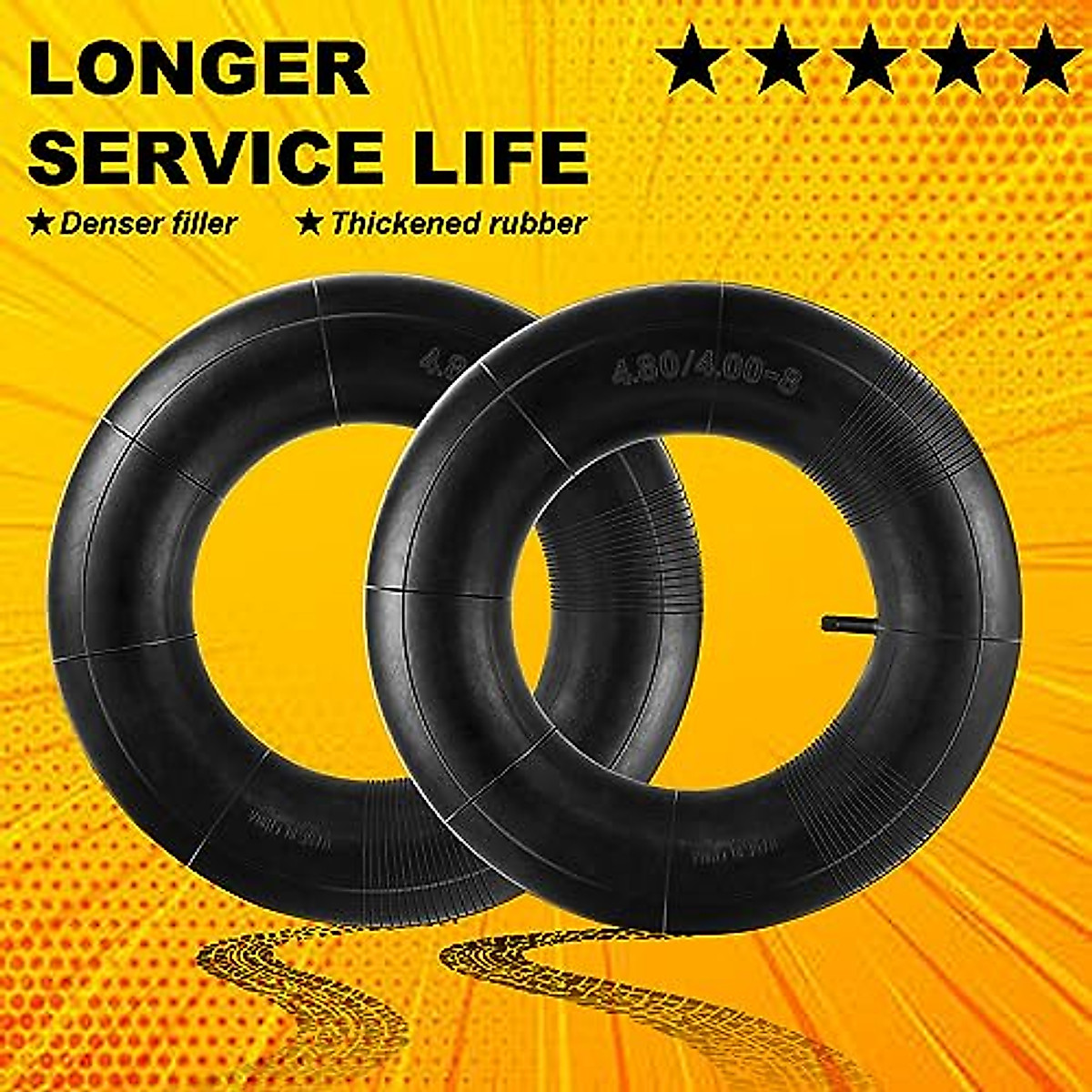 4.80/4.00-8"Replacement Inner Tubes/Tyre Tube for Wheelbarrows, Trunk, Tractor, Garden Utility Cart, Golf Cart, Dolly, Mowers, Trailer, Trolley, Wagon