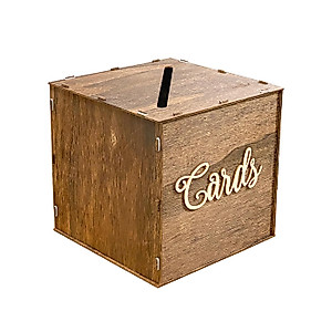 Cregugua Rustic Wooden Card box 9x9x9 Inch Gift Card Box for Wedding Birthday Baby Shower Graduation Party