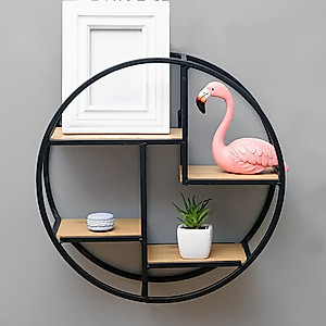 TJLSS Fashion Home Round Wall Hanging Flower Pot Shelf Bookshelf Storage Shelf Room Decoration