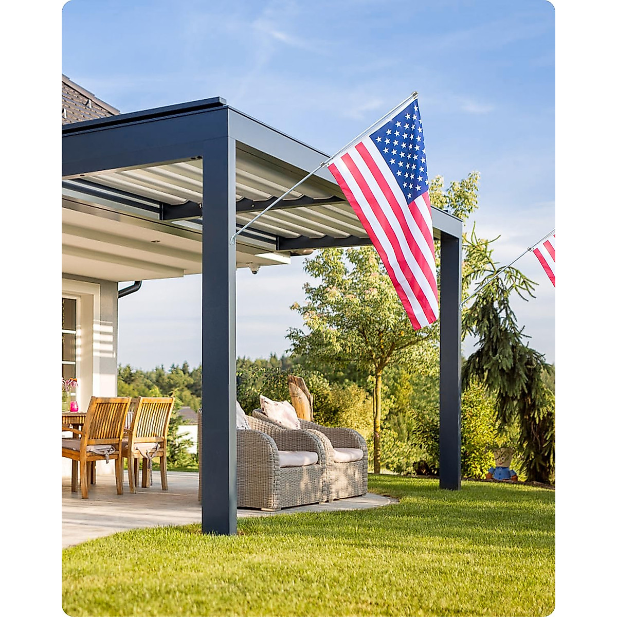 BonyTek 2 Pack Aluminum Alloy Flag Pole Rings, 360 Degree Rotating Flagpole Flag Mounting Rings Spinning Flag Pole Kit with Carabiner for 0.75-1.00 Inch Diameter Flagpole (Φ 1 inch, Silver)