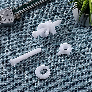 Canomo Toilet Seat Replacement Part Includes Plastic Toilet Seat Hinge Bolt Screws with Plastic Nuts and Washers for Fixing the Top Toilet Seat, White (8 Pieces), 2.56 Inches