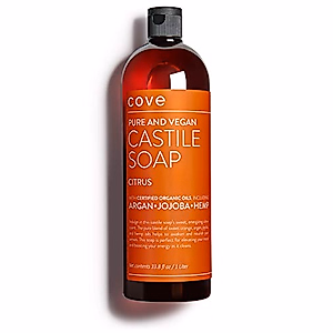 Cove Castile Soap Citrus - 1 Liter / 33.8 fl oz - Organic Argan, Jojoba, and Hemp Oils