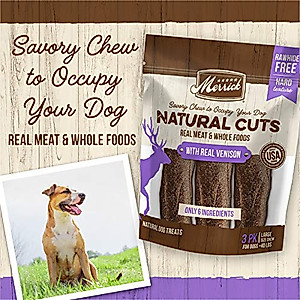 Merrick Natural Cuts Rawhide Free Dog Treats Filled Chew Made with Real Meat and Whole Foods, Venison, 0.71 pounds