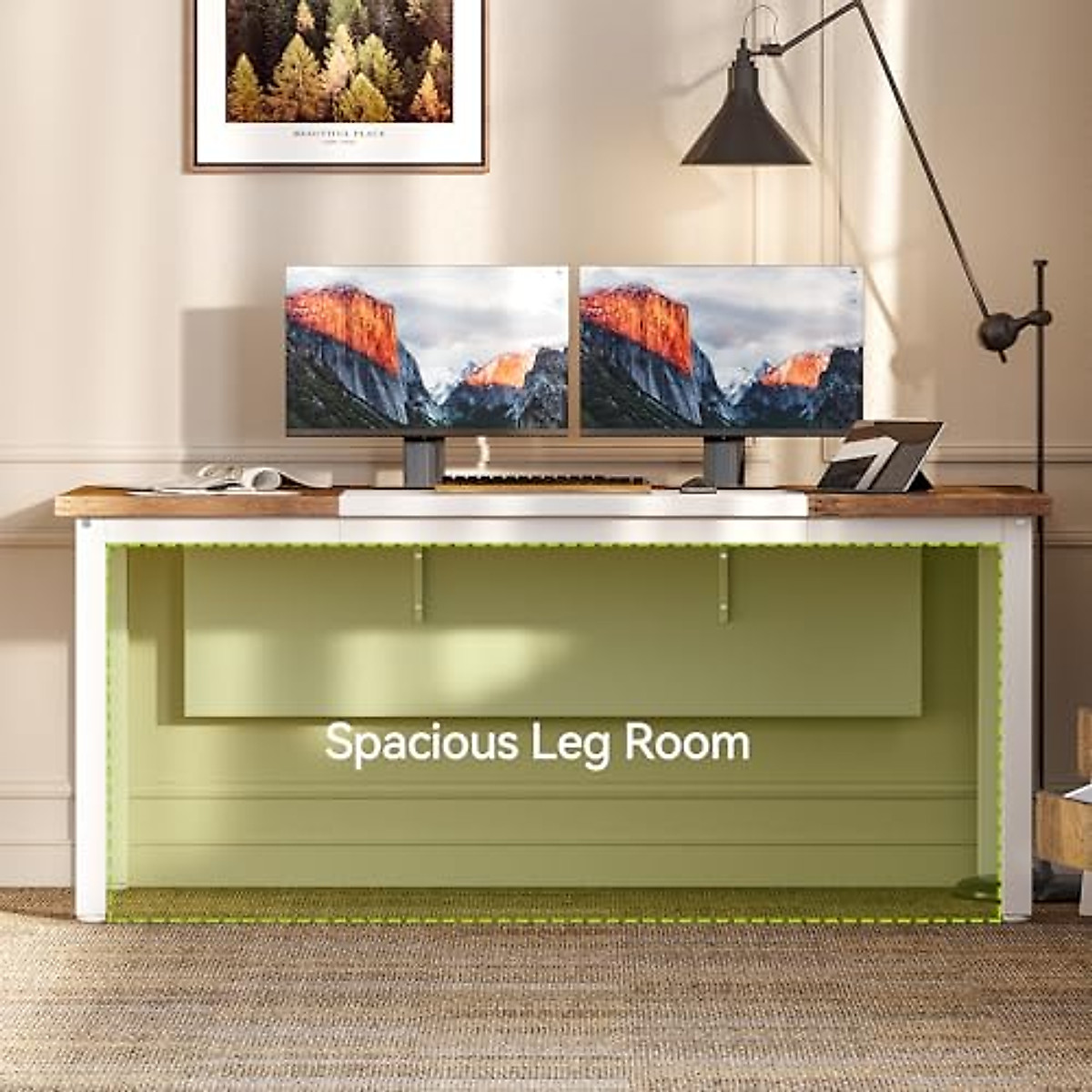 LITTLE TREE 63-inch L-Shaped Executive Computer Desk and File Cabinet, Office Desk with Drawers Filing Cabinet,Credenza Desk Set for Home Office