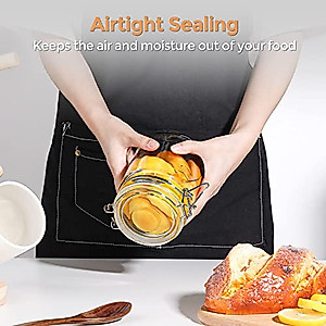 ComSaf Airtight Glass Canister with Lid Set of 6, 25oz Food Storage Jar, Storage Container with Seal Wire Clamp Fastening for Kitchen Fermenting Preserving Canning Pasta Flour Cereal