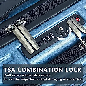 TydeCkare 20 Inch Carry On Luggage with Front Pocket, 21.65 * 15.35 * 7.87" Suitable for Airplane Overhead Bin, 34L PC+ABS Hardshell, Ice Blue