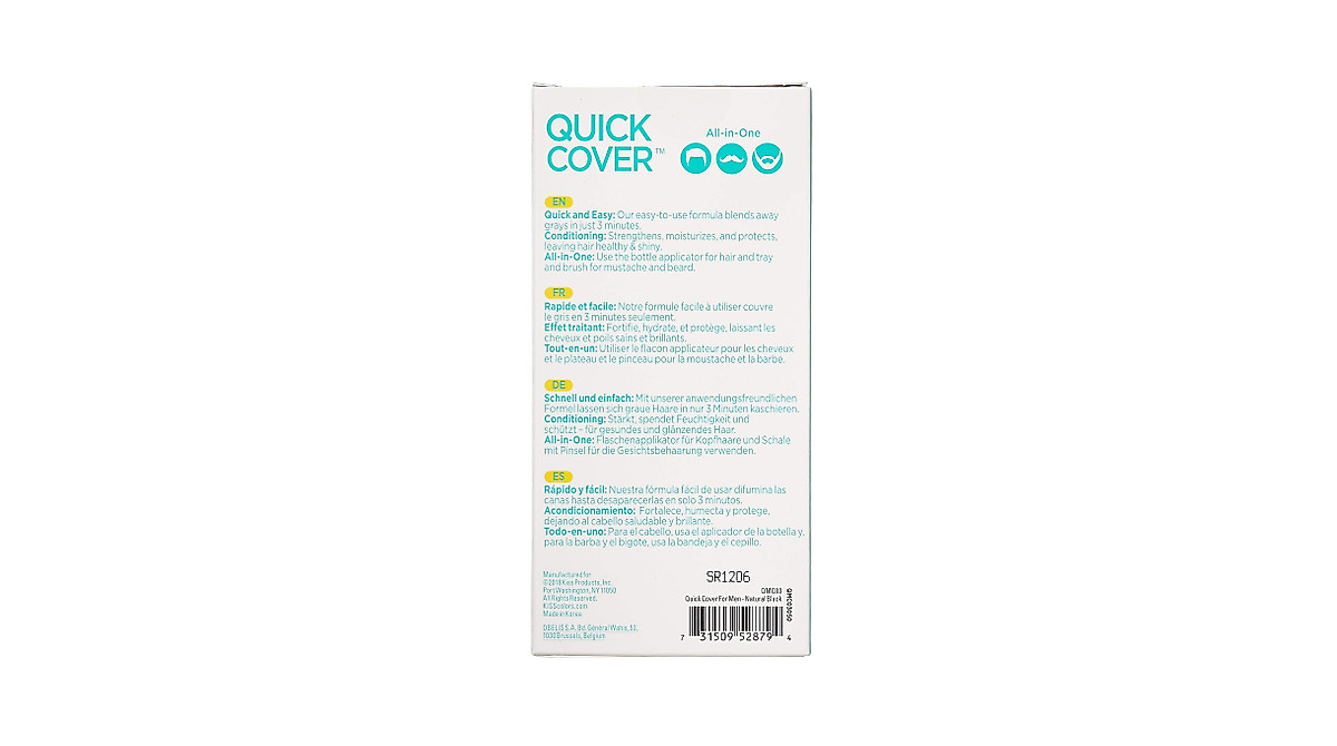 KISS Quick Cover Men’s Hair Color - Natural Black 3-Minute