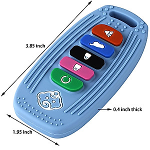 AIZIXIN 2 Pack Silicone Baby Teething Toys,TV Remote Control and Car Key Shape Teething Toys for Babies 3-24 Months, Baby Teethers Relief Soothe Toys, Baby Chew Toys for Toddlers(Pink&Blue)