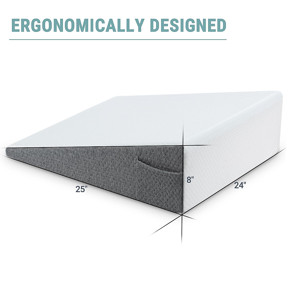 Wedge Pillow with Foam Top for Sleeping,Reading and Rest, 8 Inch Elevated Support Triangle Bed Pillow for Legs and Back Support with Washable Cover