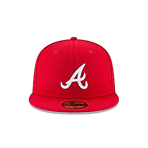 New Era 59Fifty MLB Basic Atlanta Braves Fitted Scarlet Red Headwear Cap (7 3/8)