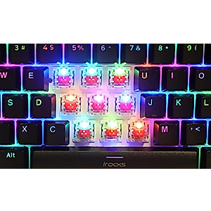 i-rocks K71M RGB Mechanical Gaming Keyboard with Media Control Knob, Gateron Switches (Brown), 107 Keys w/Full NKRO, PBT Keycaps, Multimedia Hotkeys, Detachable USB-C Cable and Onboard Storage, Black