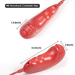 LUXMO PREMIUM Wii Nunchuck Controllers,2 Packs Nunchuck Controllers for Wii U Replacement for WII U Video Game - Red